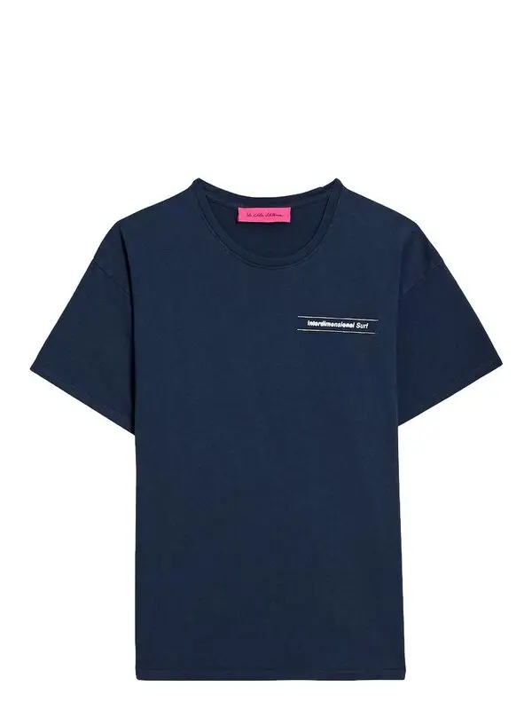 THE ELDER STATESMAN Id Surf Printed Cotton And Cashmereblend Jersey Tshirt - Navy
