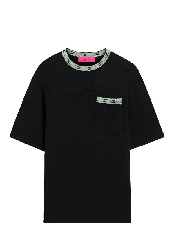 THE ELDER STATESMAN Jacquardknit Cottonblend Tshirt - Black