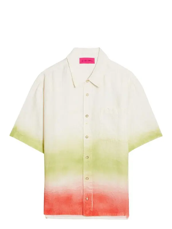THE ELDER STATESMAN Sulfer Gradient Dégradé Linen Shirt - Ivory