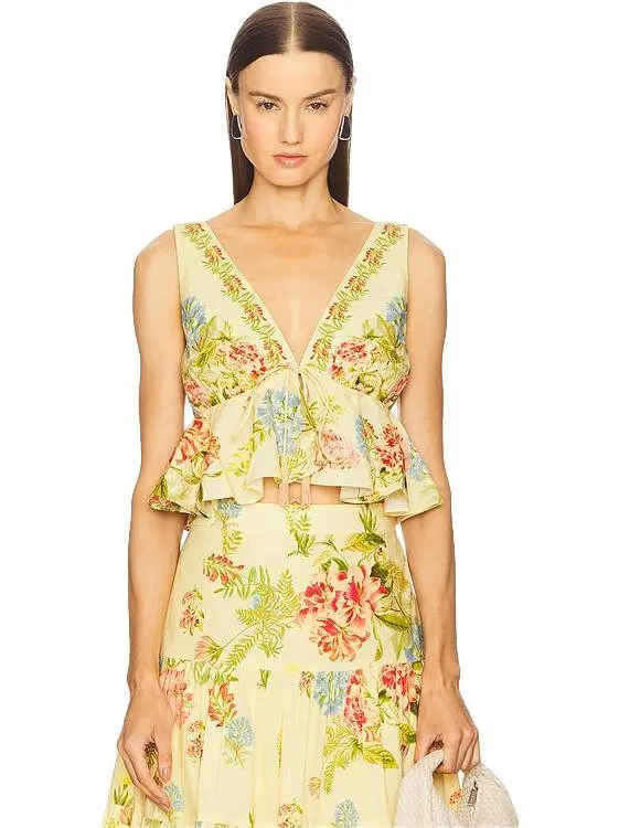 Hemant & Nandita Peplum Top - Lemon
