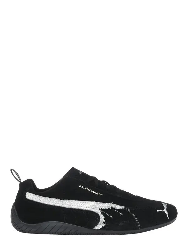 Balenciaga X Puma Speedcat Distressed Sneakers - Black/white