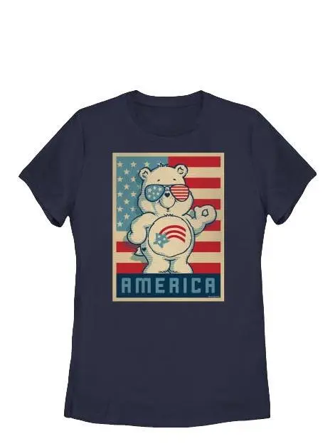 CARE BEARS Retro America Cares Bear Graphic T-shirt - Navy Blue