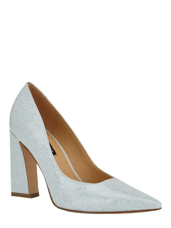Nine West Pointed Toe Block Heel Pumps - Light Blue