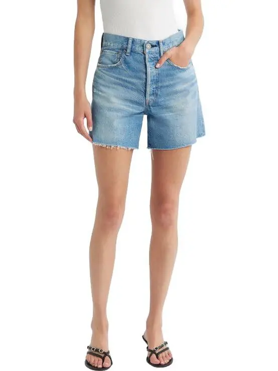Moussy Vintage Harbeson High-waisted Denim Shorts - Blue
