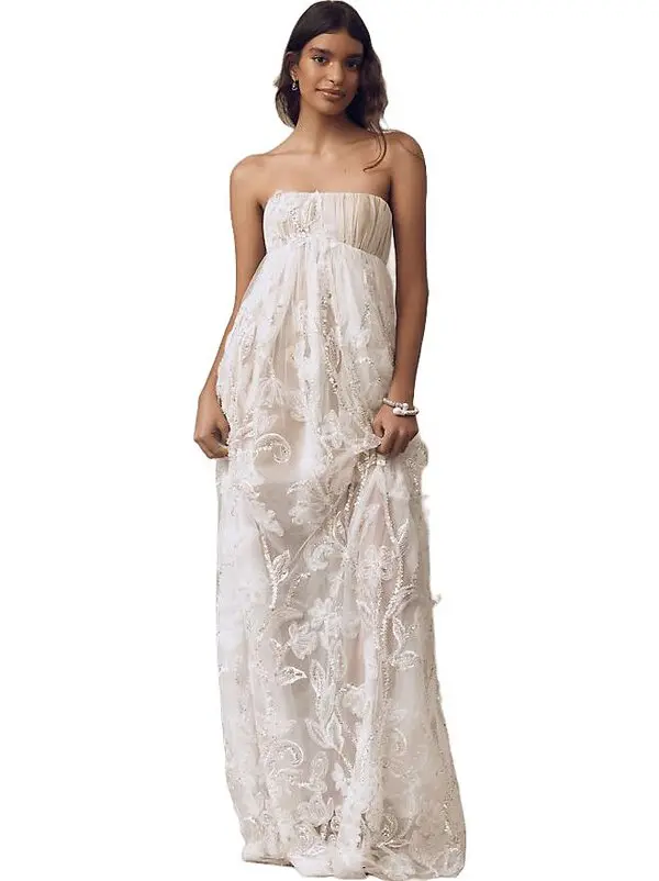 HELSI Beatrice Strapless Maxi Dress - White/nude