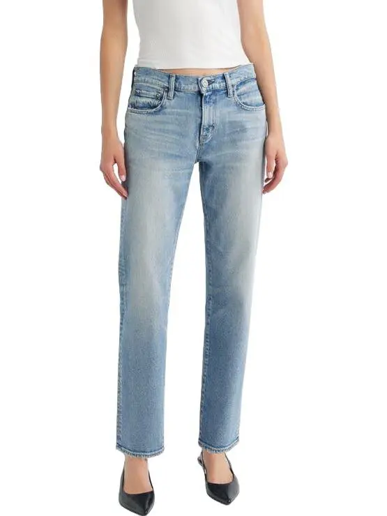Moussy Vintage Selbyville Slim Straight Leg Jeans - Light Blue