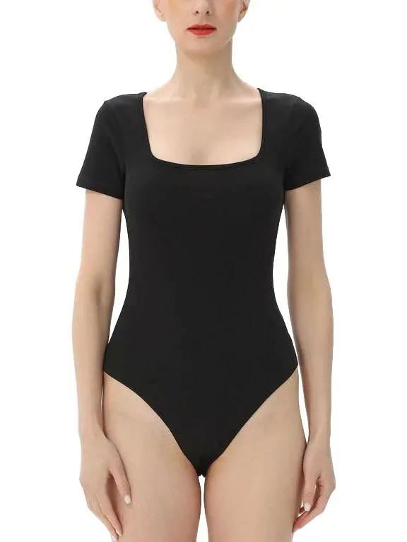 KIMI + KAI Square Neck Bodysuit - Black
