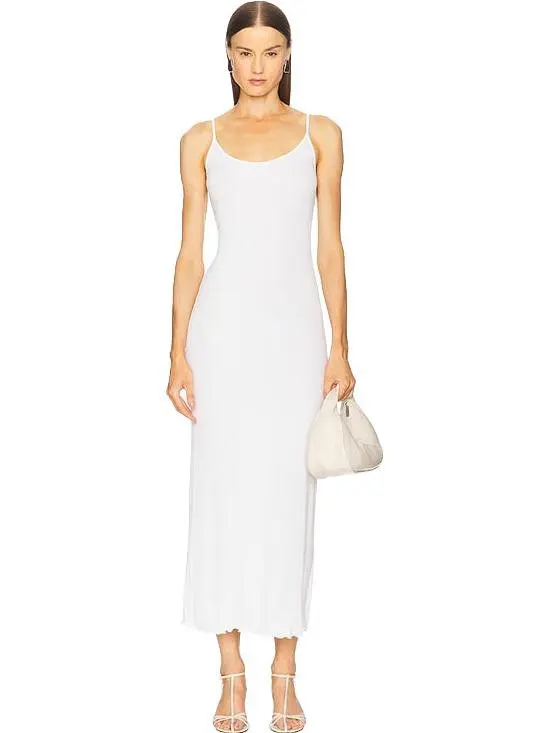 Enza Costa Silk Rib Lettuce Edge Dress - White
