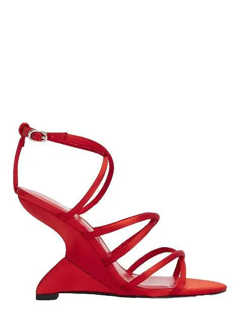 Jeffrey Campbell Celestial Wedge Sandal - Orange Satin