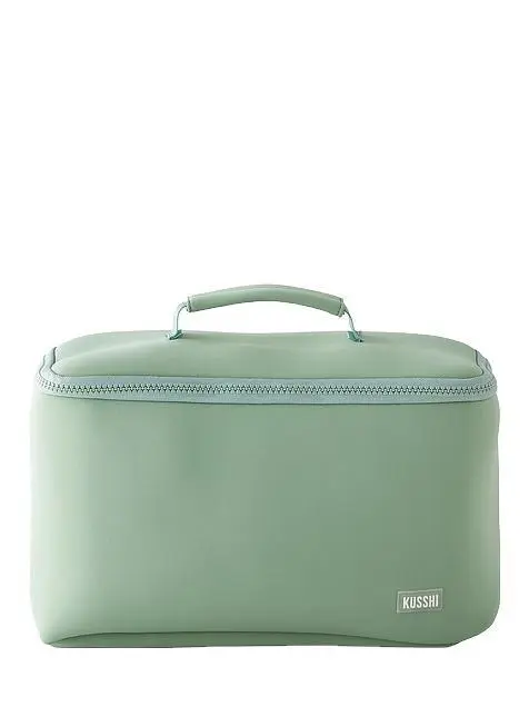 KUSSHI Large Neoprene Train Case - Sage & Coral Rose