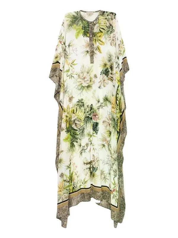 Elie Saab Savannah-print Chiffon Kaftan - Green