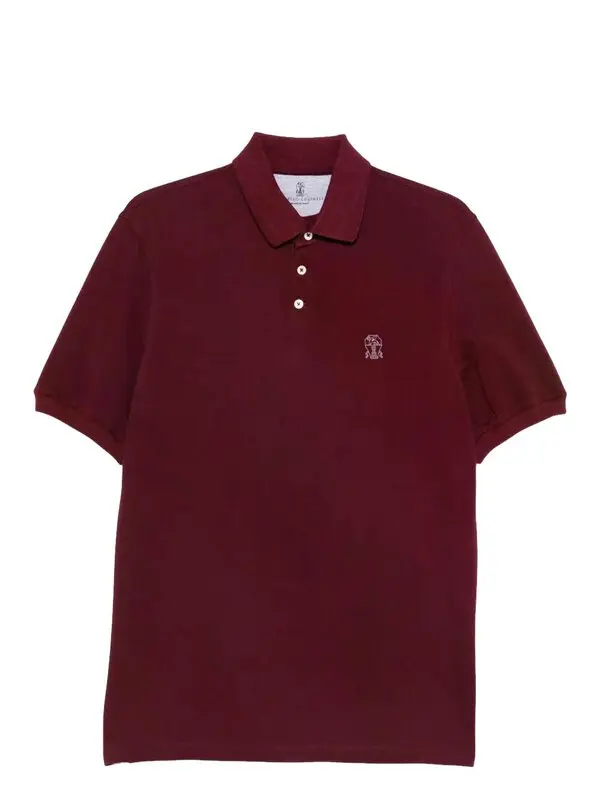 Brunello Cucinelli Embroidered Cotton Polo Shirt - Red