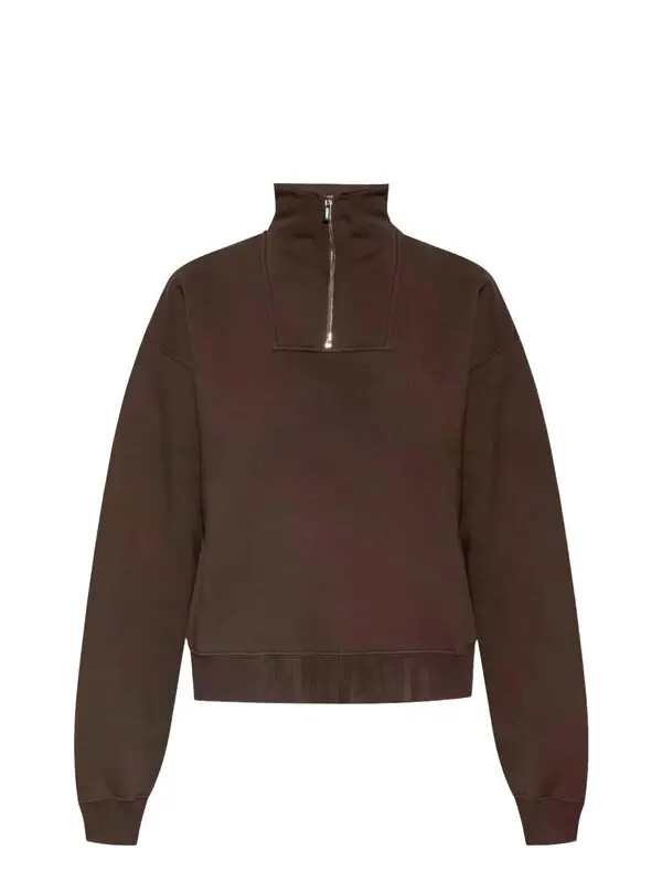 Jacquemus Half-zip Sweatshirt With Logo Patch - Brown