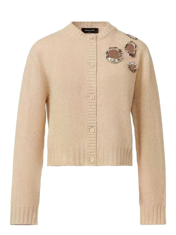 Fabiana Filippi Crystal-embellished Cardigan - Neutrals