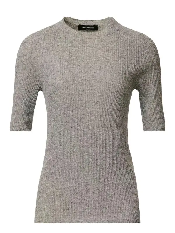 Fabiana Filippi Ribbed Short-sleeve Top - Grey
