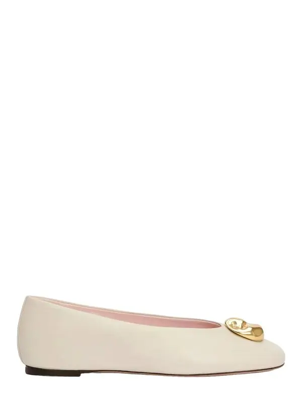 Fabiana Filippi Leather Embellished Ballet Flats - White