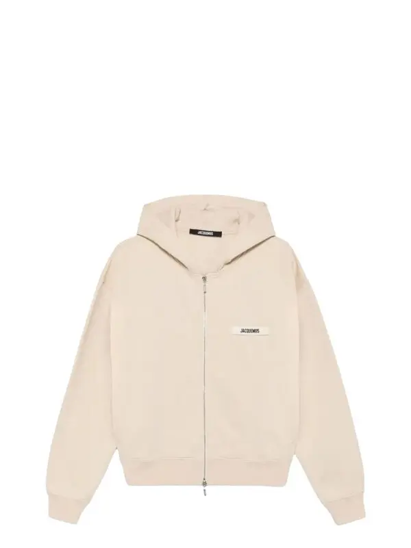 Jacquemus Le Hoodie Gros Grain Zipp - Neutrals