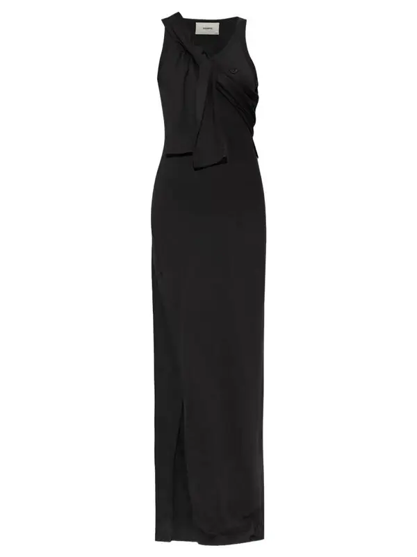 Coperni Knot-detail Side-slit Maxi Dress - Black