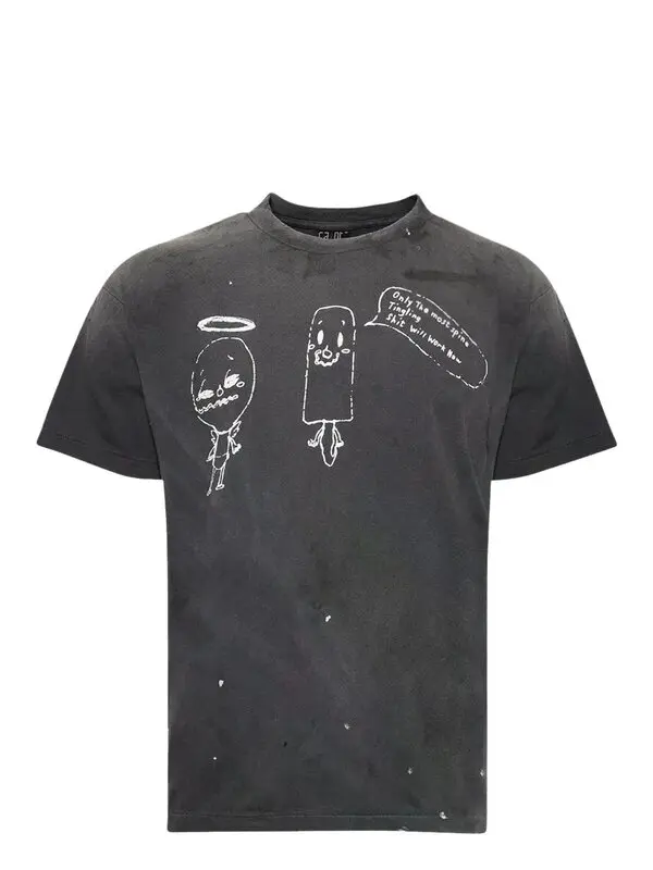 SAINT MXXXXXX Cartoon-print T-shirt - Black