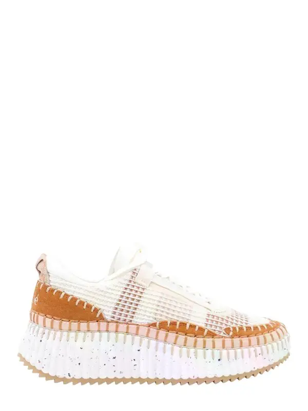 Chloé Nama Textured-sole Lace-up Sneakers - White