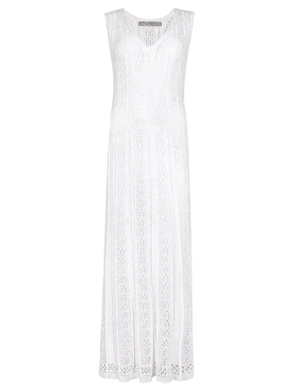 D.exterior Knitted Sleeveless Maxi Dress - White