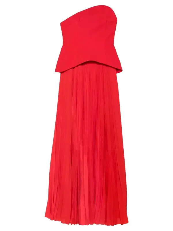 Solace London Britt Strapless Pleated Dress - Red
