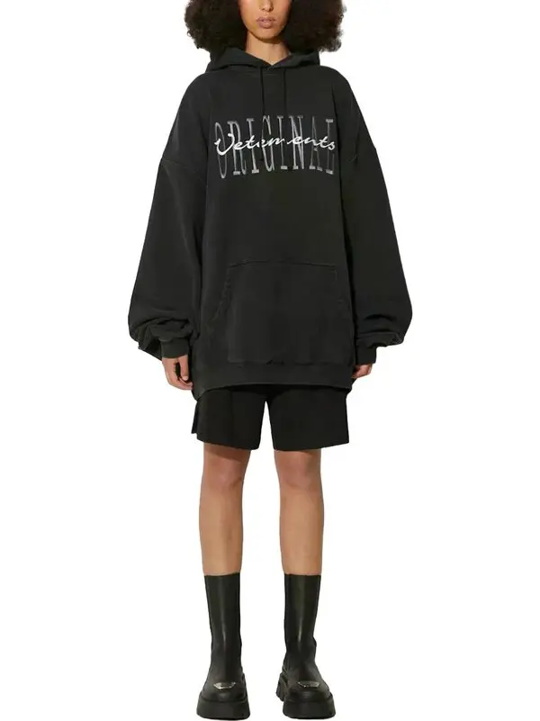 Vetements Logo-embroidered Hoodie - Black