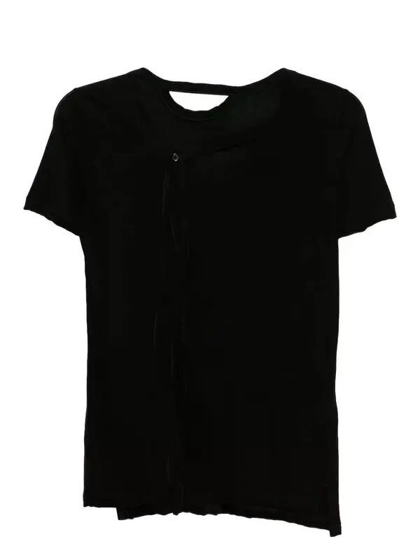 Yohji Yamamoto Cotton T-shirt With Tie Detailing - Black