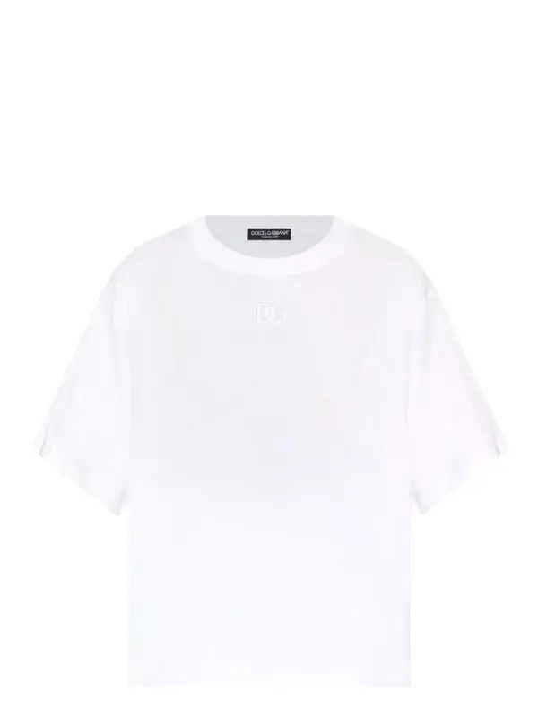 Dolce & Gabbana Logo-embroidered Short-sleeve T-shirt - White