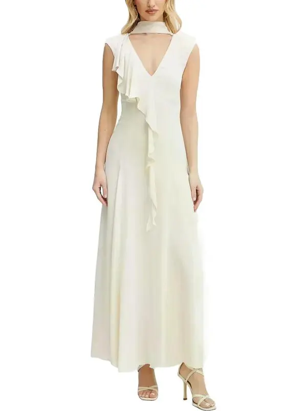 Karl Lagerfeld Ruffle-trim Maxi Dress - Neutrals