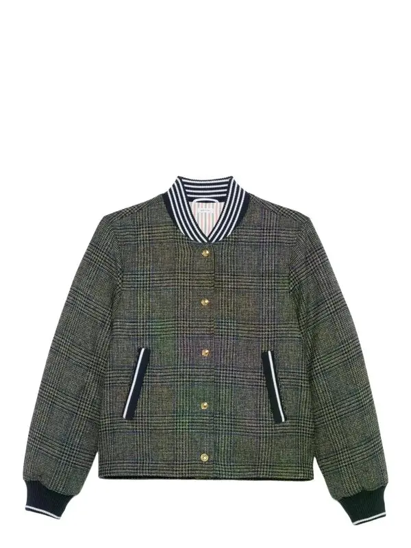 Thom Browne Prince Of Wales Hunting Tweed Bomber Jacket - Grey