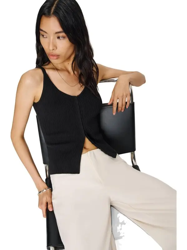 REFORMATION Eloise Cotton Sweater Tank Top - Black