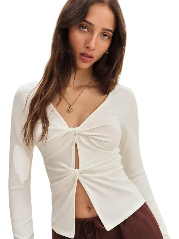 REFORMATION Silas Knit Top - Ivory