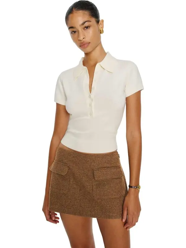 REFORMATION Calloway Low Waist Skort - Brown