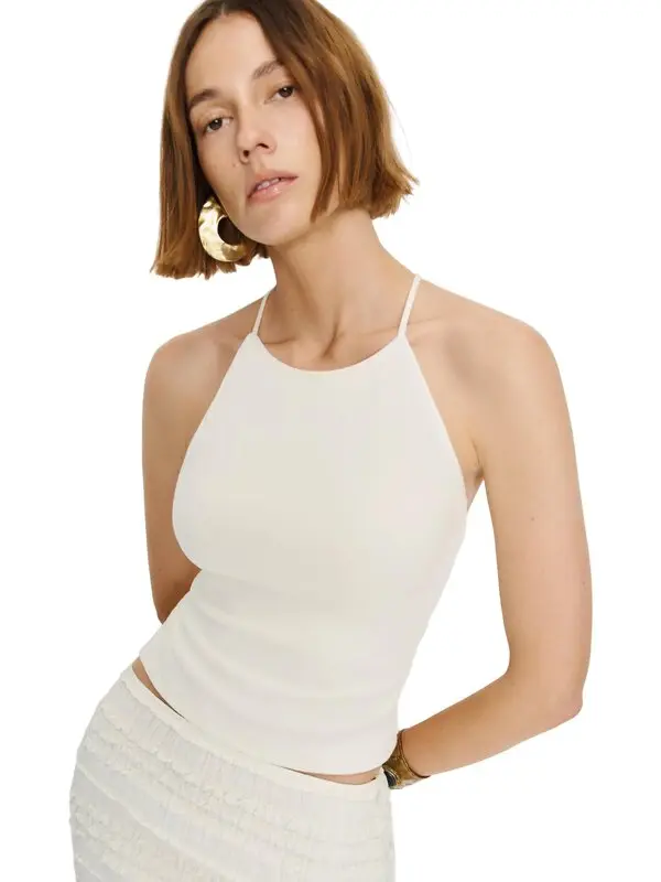 REFORMATION Vevina Knit Top - Ivory