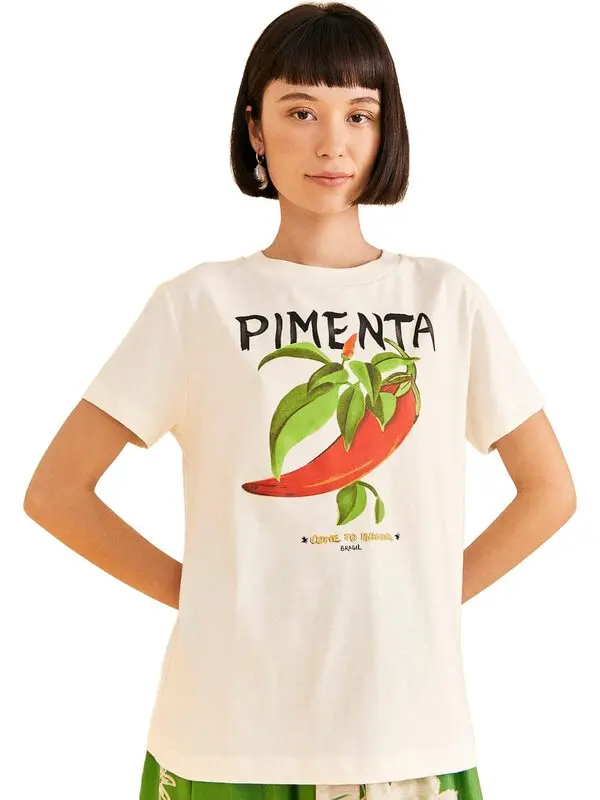 Farm Rio Peppers Organic Cotton T-shirt - Off-white