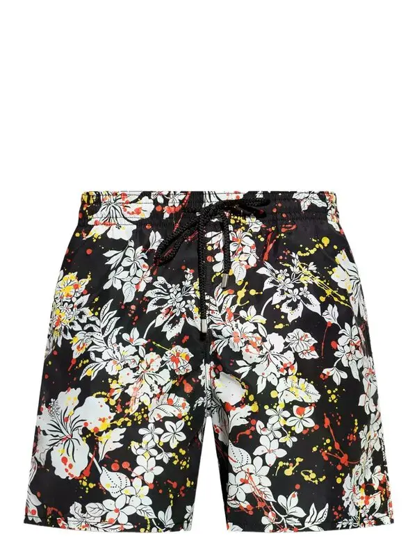 Palm Angels Floral-print Swim Shorts - Black