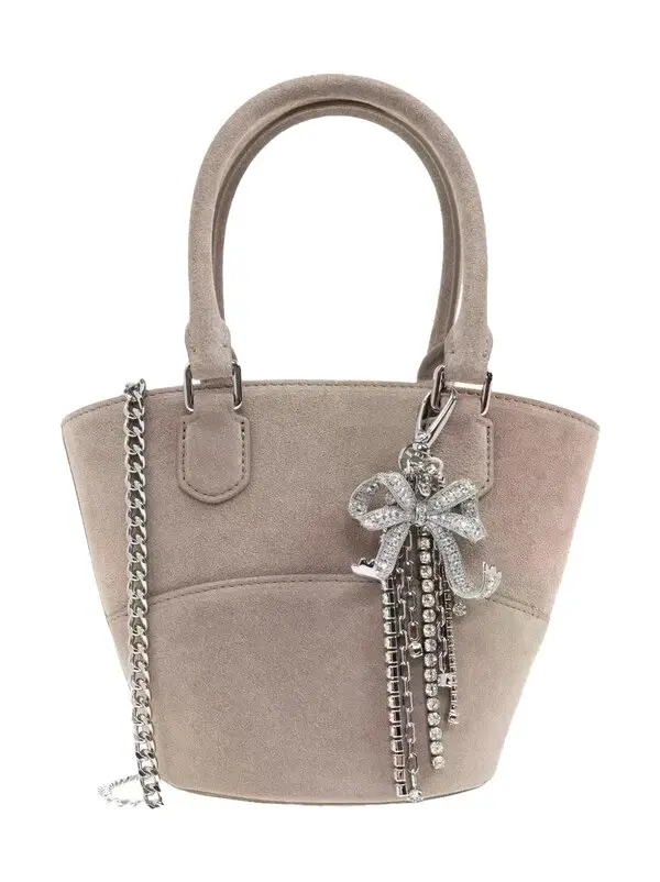 SELF-PORTRAIT Charm-detail Suede Bucket Bag - Grey