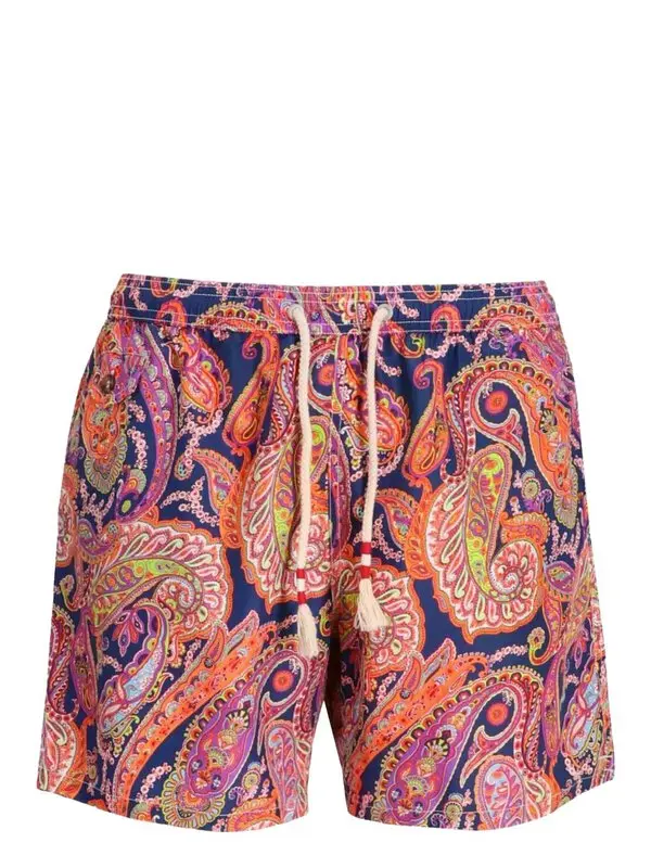MC2 SAINT BARTH Paisley-print Drawstring Swim Shorts - Orange