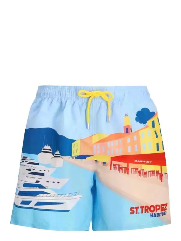 MC2 SAINT BARTH Graphic-print Swim Shorts - Blue