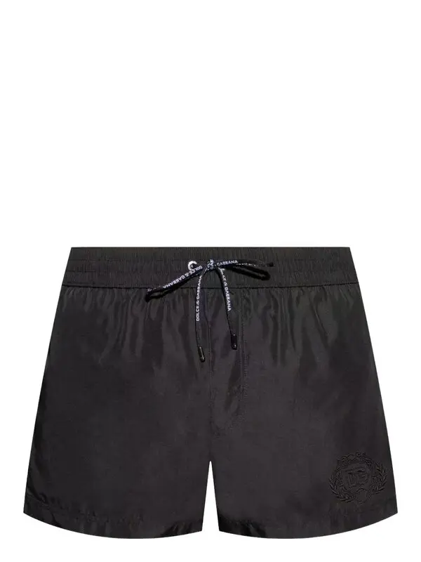 Dolce & Gabbana Logo-embroidered Swim Shorts - Black