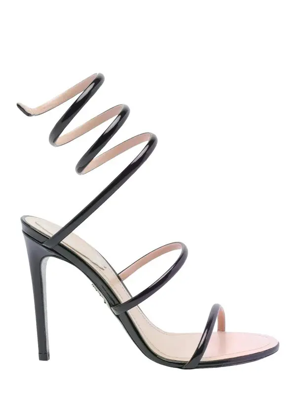 Rene Caovilla Cleo Spiral-wrap Patent-leather Sandals - Black