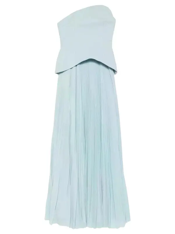 Solace London Britt Strapless Pleated Dress - Blue