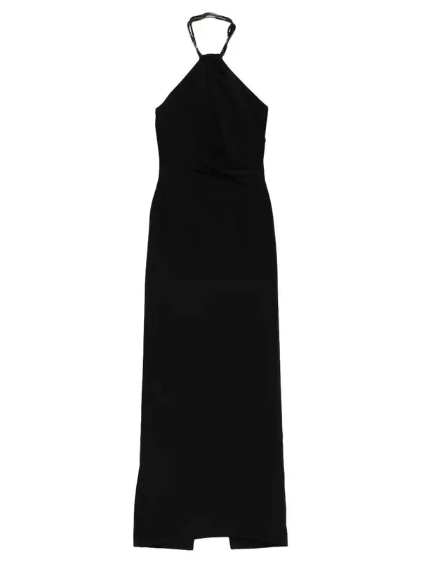 Solace London Riva Halterneck Draped Maxi Dress - Black