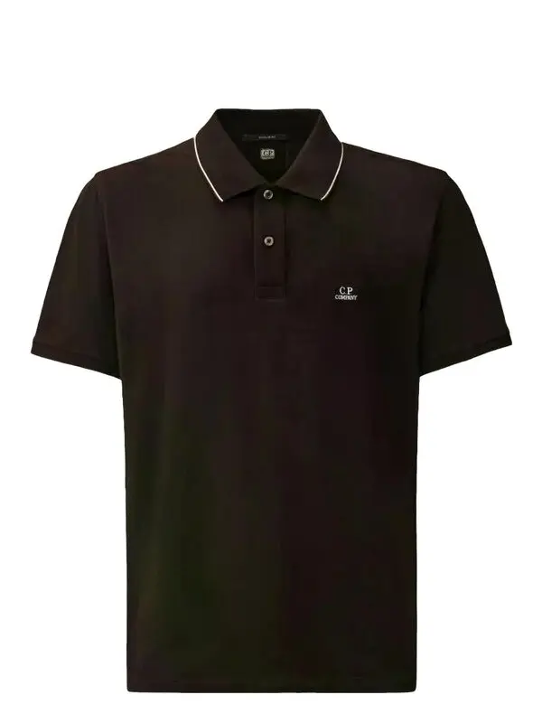 C.P. COMPANY Stretch Piquet Short-sleeve Logo Polo Shirt - Black