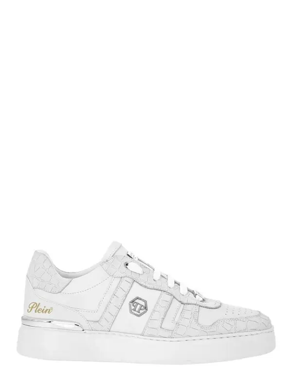 Philipp Plein Crocodile-effect Leather Trainers - White