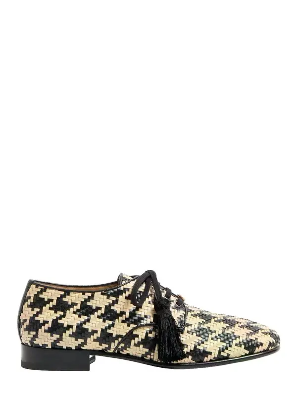 Valentino Garavani Tassel-detail Houndstooth Derby Shoes - Neutrals