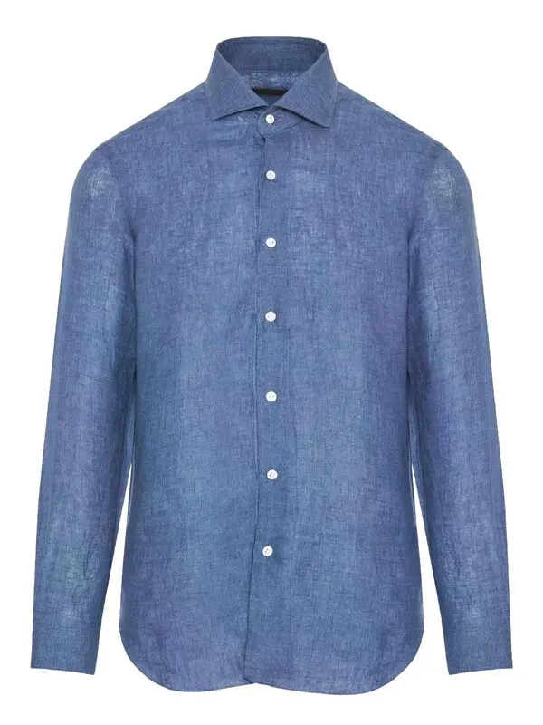 BARBA NAPOLI Linen Shirt - Blue