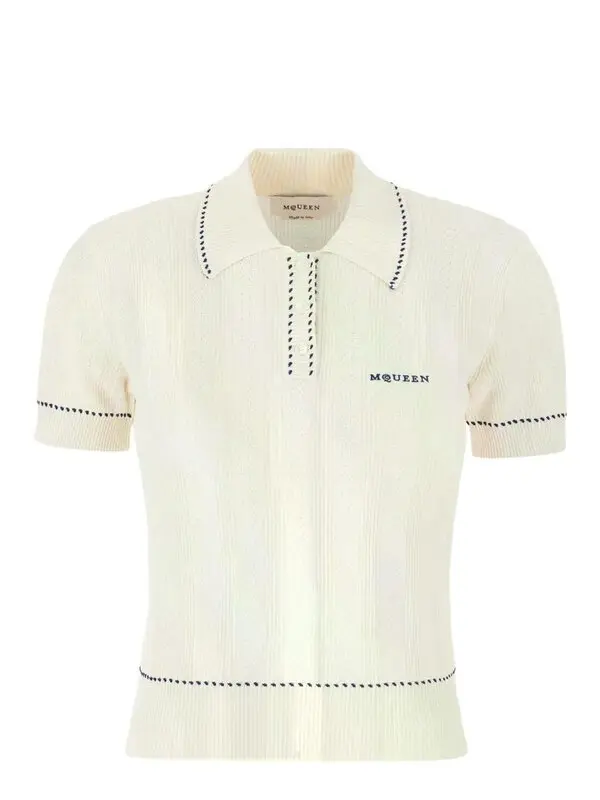 Alexander McQueen Ribbed Polo Top - Neutrals