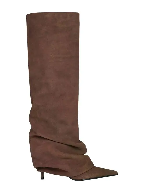 LE SILLA 85 Mm Draped-cuff Leather Boots - Brown